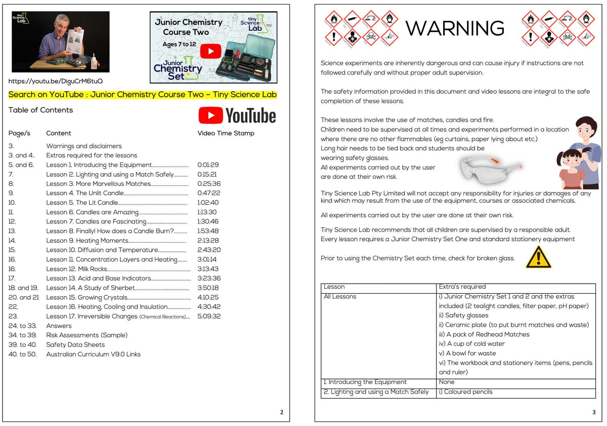 Junior Chemistry Course Two Workbook - PDF Digital Document – Tiny Science Lab