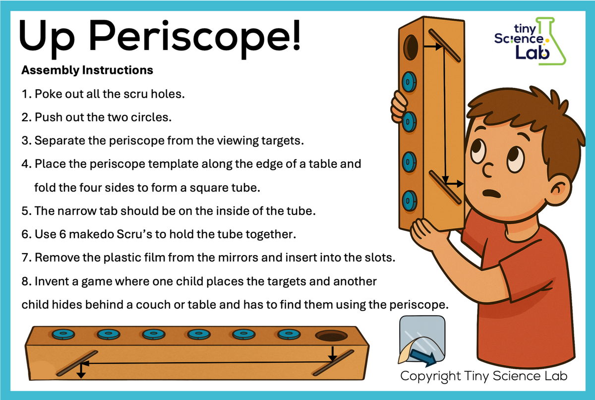 Up Periscope Light Reflection Mirrors Cardboard Construction Model Kit Tiny Science Lab