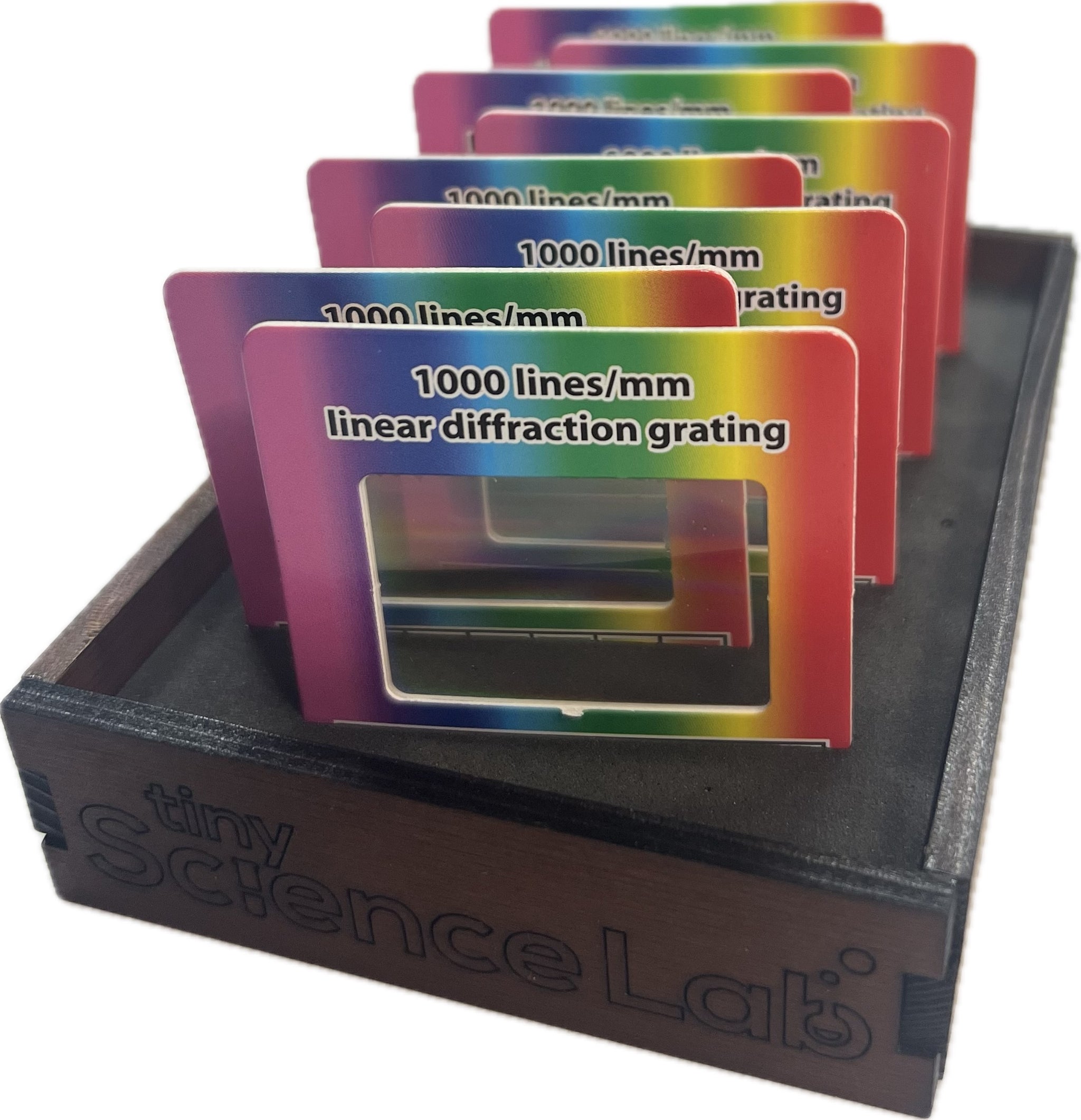 Class Set 8 Diffraction Gratings 1000 lines/mm in Timber and Foam Cadd ...