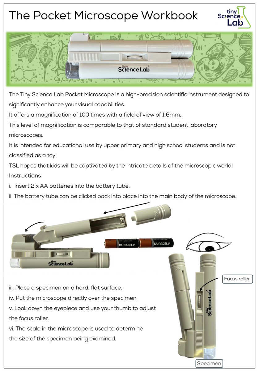 Pocket Microscope Workbook Course - PDF Digital Download Document ...