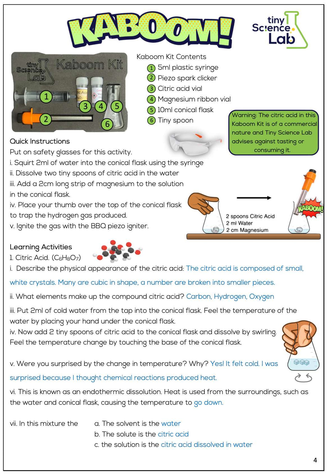 Kaboom Kit Instructions and Worksheets - PDF Digital Download Document ...