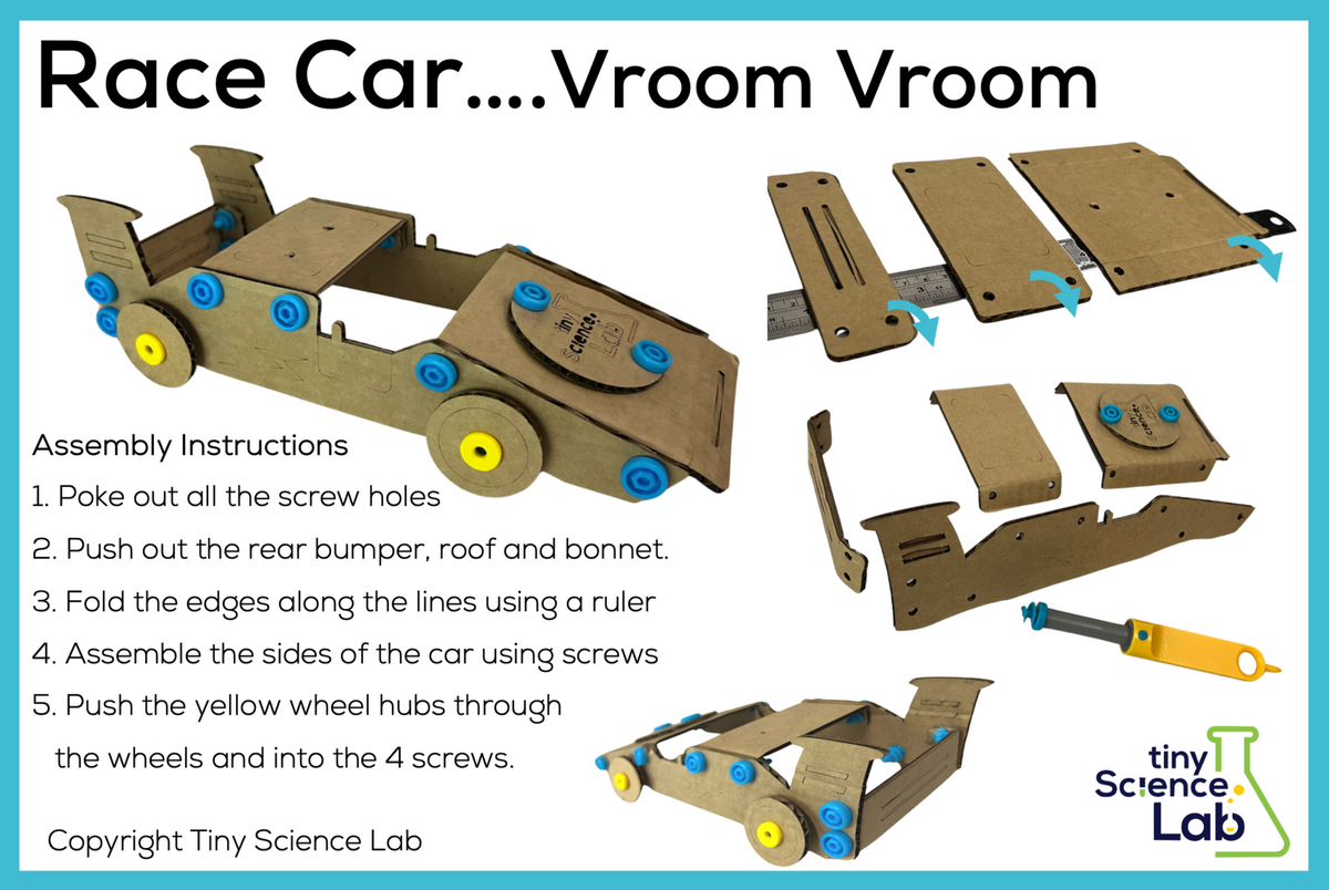 Race Car Cardboard Construction Model Kit | Makedo Compatible – Tiny ...
