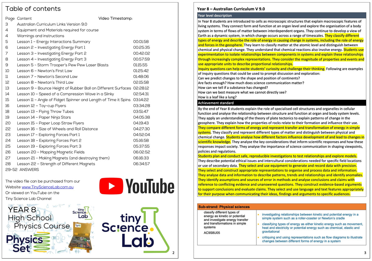 Year 8 High School Physics Course Workbook - Digital PDF Download ...